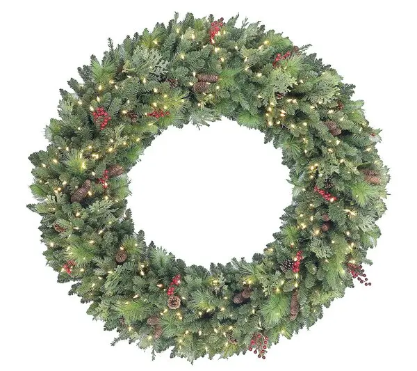 PULEO INTERNATIONAL Puleo 72' Pre-lit Rocky Mountain Spruce Wreath, 500 Ul - One-color