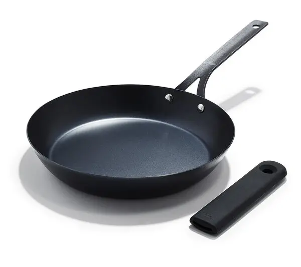 OXO 12' Black Steel Frying Pan With Silicone Sl Eve - One-color