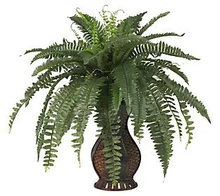 NEARLY NATURAL Boston Fern With Urn Silk Plant By - One-color