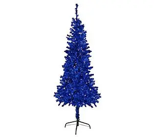 NORTHLIGHT 6' Prelit Blue Tinsel Christmas Tree Clear Lights - One-color
