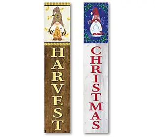 COURTSIDE MARKET Floral & Gnome Christmas 9' X 48' Double-sided Orch Sign - One-color