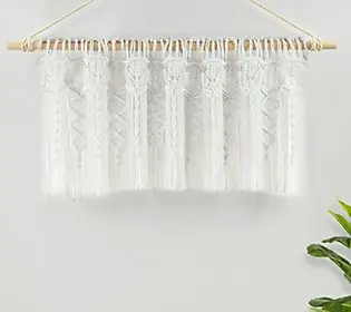 LUSH DECOR Boho Macrame Textured Cotton Valance Lush De Cor