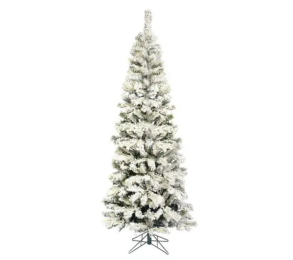 VICKERMAN 6.5' Flocked Pacific Artificial Chris Tmas Tree,unlit - One-color