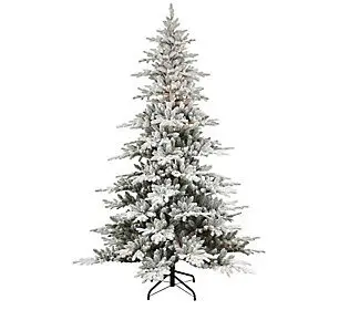 PULEO INTERNATIONAL Puleo 6.5 Ft Pre-lit Flocked Utah Fir Tree, 156 9 Pe/pvc Tips - One-color