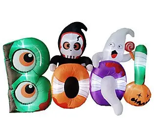 HAUNTED HILL FARM 8'h Inflatable Pre-lit Boo Si N - One-color