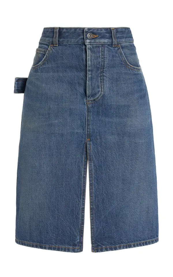 Bottega Veneta Denim Midi Skirt - Medium Wash