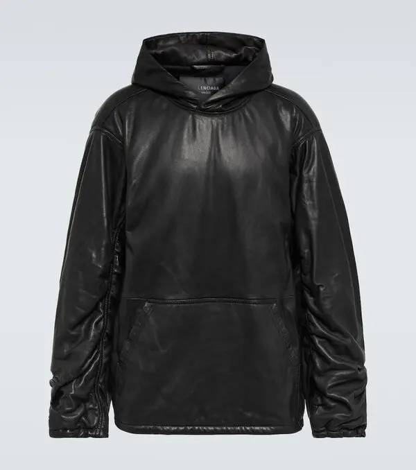 Balenciaga Oversized Leather Hoodie In Black - 40% Off | Editorialist