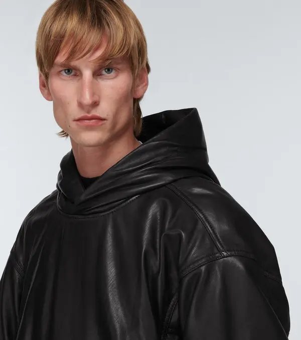 Balenciaga Oversized Leather Hoodie In Black - 40% Off | Editorialist