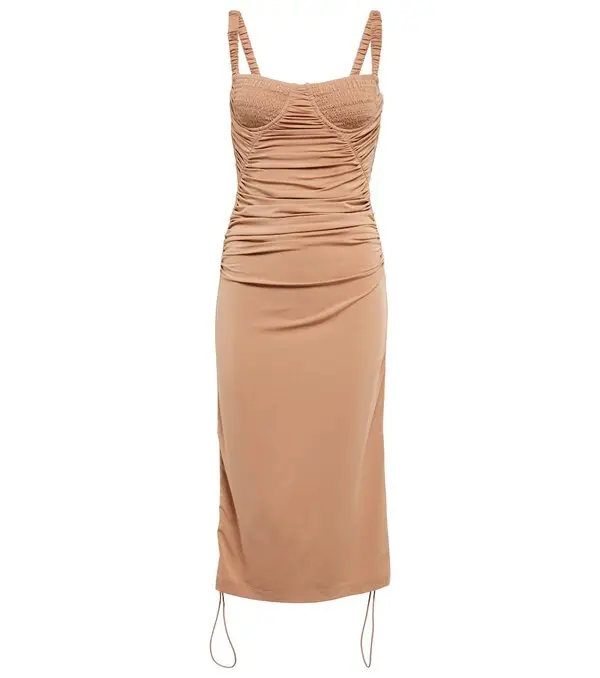 Dion Lee Ruched Midi Dress In Pink - 60% Off | Editorialist