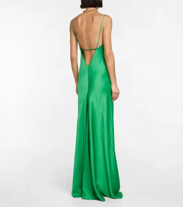 slim fit dress slacks Green Dress with Collar | VICTORIA BECKHAM