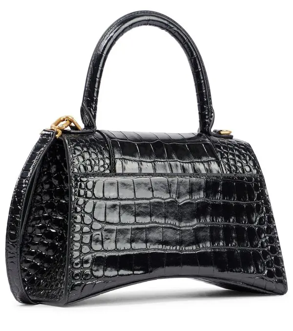 Balenciaga Hourglass Small Croc-effect Leather Crossbody Bag