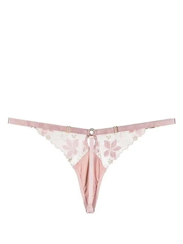 BORDELLE Vita Floral-embroidered Thong