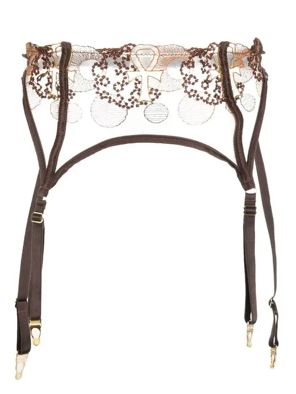 IHUOMA Embroidered Suspender With Adjustable Fit - Brown