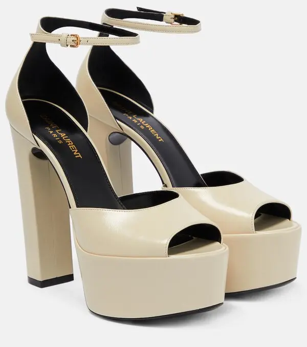 Saint Laurent Jodie 145 Platform Sandals - White