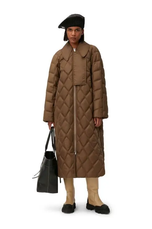 GANNI Oversized Ripstop Quilt Coat