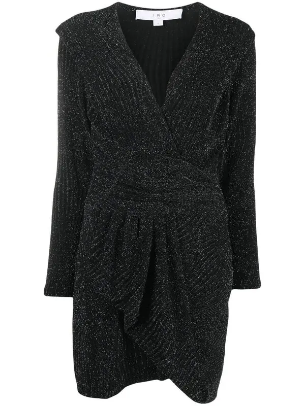 IRO PARIS Gathered Effect V-neck Long Sleeve Dress