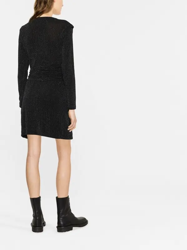 IRO PARIS Gathered Effect V-neck Long Sleeve Dress