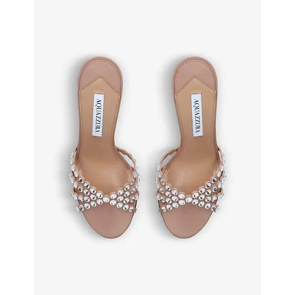 AQUAZZURA Tequila Embellished Heeled Sandals - Pale Pink