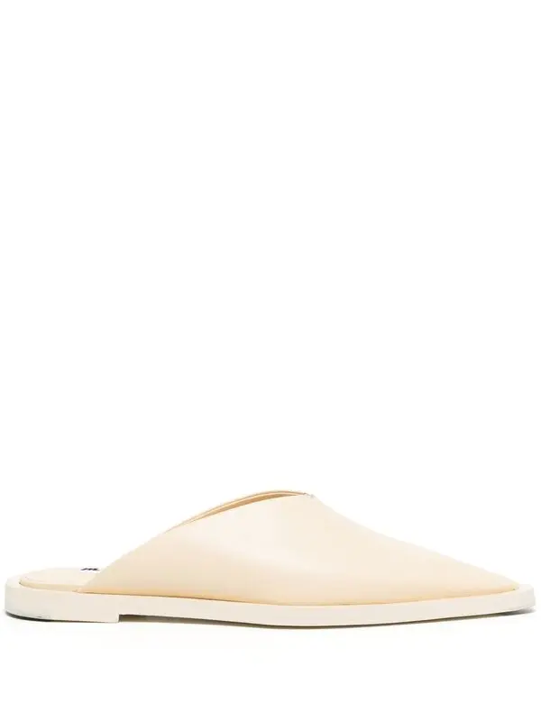 Jil Sander Pointed-Toe Leather Mules In Neutrals - 61% Off