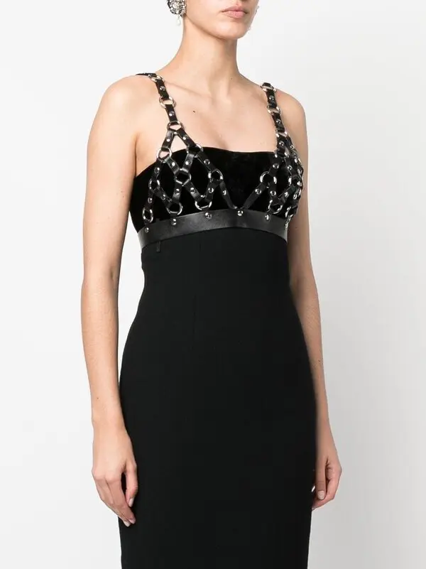 Roberto Cavalli Leather Harness Cropped Top