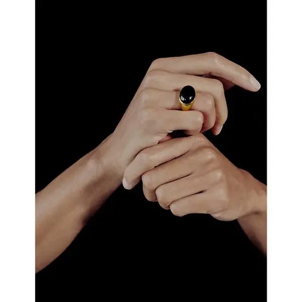 Monica Vinader X Kate Young 18ct Yellow -plated Vermeil Sterling Silver And Onyx Ring - Black