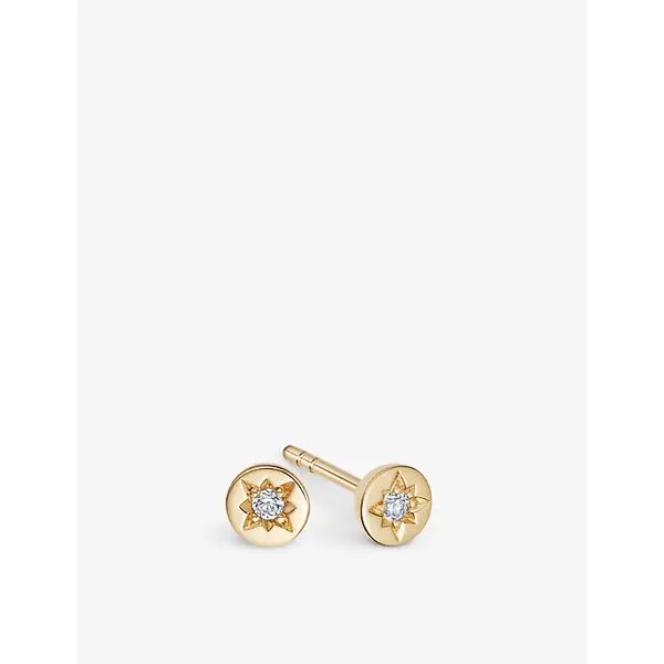Astley Clarke Polaris 18ct And White Sapphire Stud Earrings - Yellow Gold Vermeil