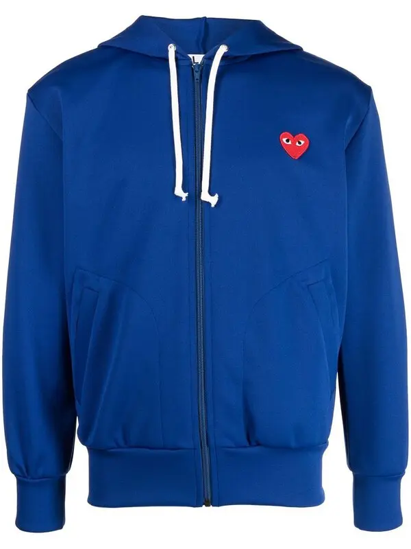 Play Comme Des Garcon Logo-embroidered Zip Hoodie