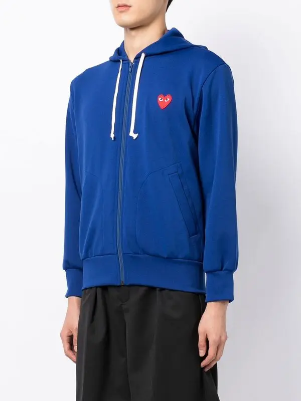 Play Comme Des Garcon Logo-embroidered Zip Hoodie