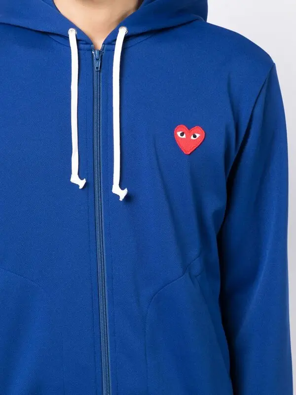 Play Comme Des Garcon Logo-embroidered Zip Hoodie