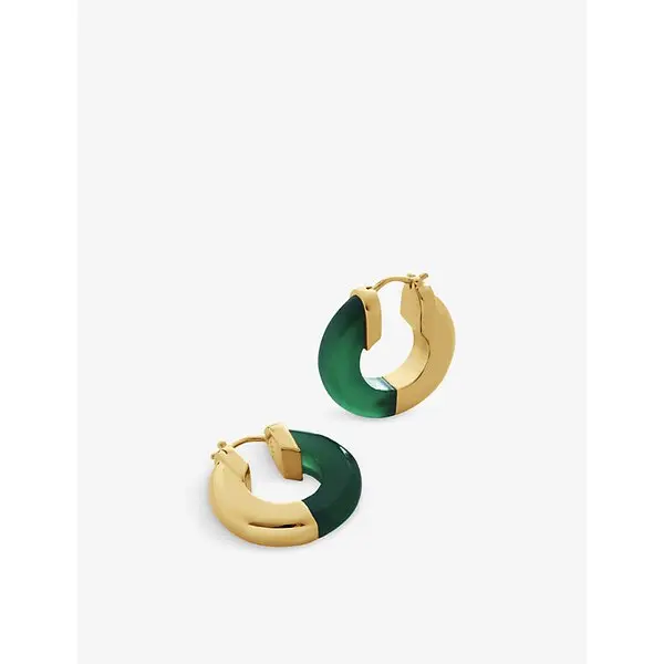 Monica Vinader 18ct Yellow Gold-plated Vermeil Sterling-silver And Onyx Hoop Earrings - Green