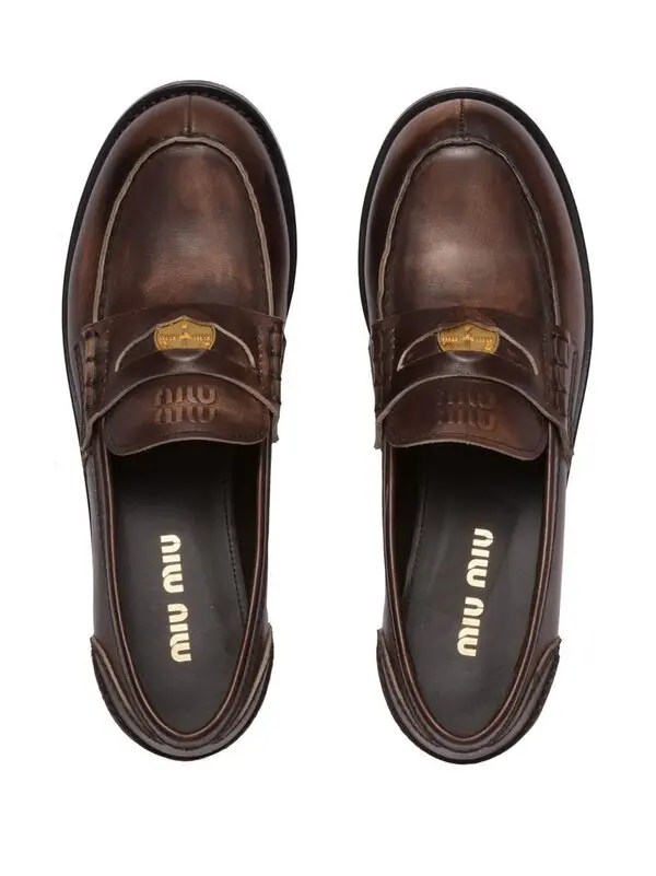 Miu Miu Leather Penny Loafers