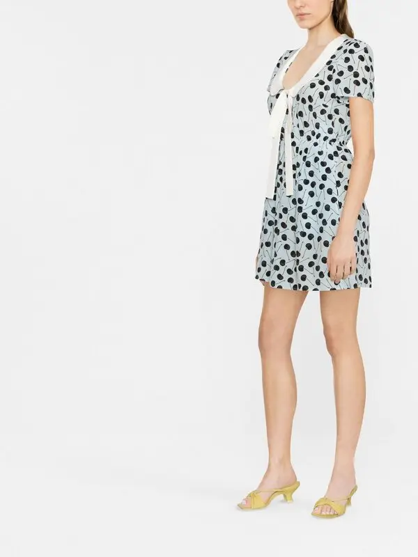 Red Valentino Pussy Bow-collar Cherry Print Dress