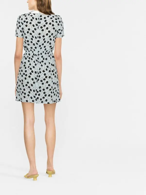 Red Valentino Pussy Bow-collar Cherry Print Dress