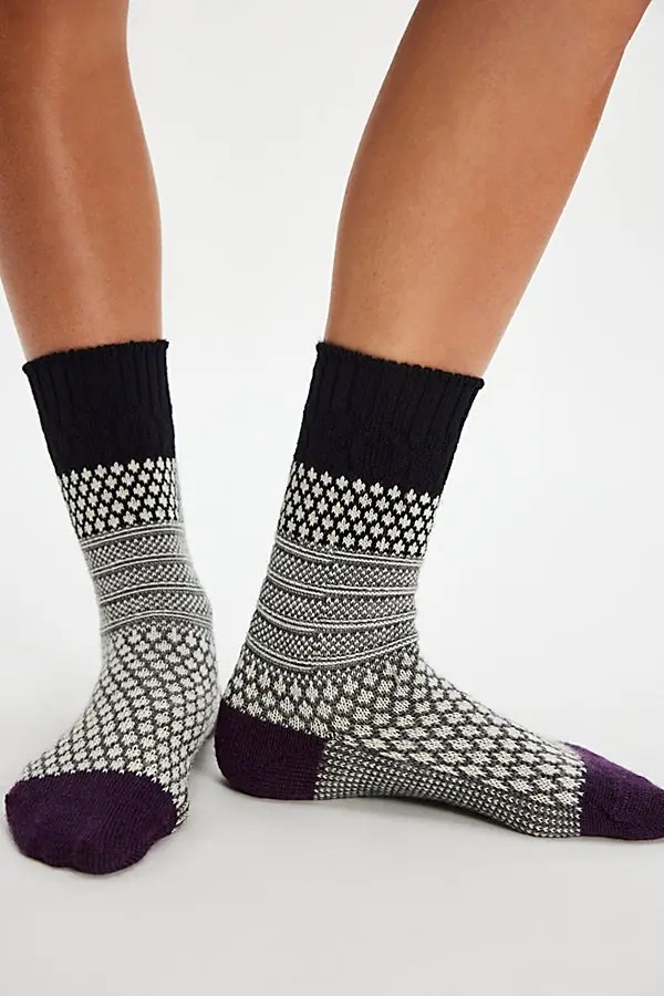 Smartwool Popcorn Cable Crew Socks - Chalk Violet