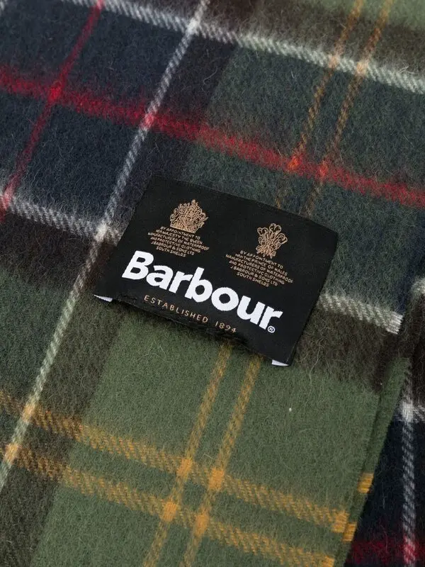 Barbour Logo-patch Check Pattern Scarf - Green