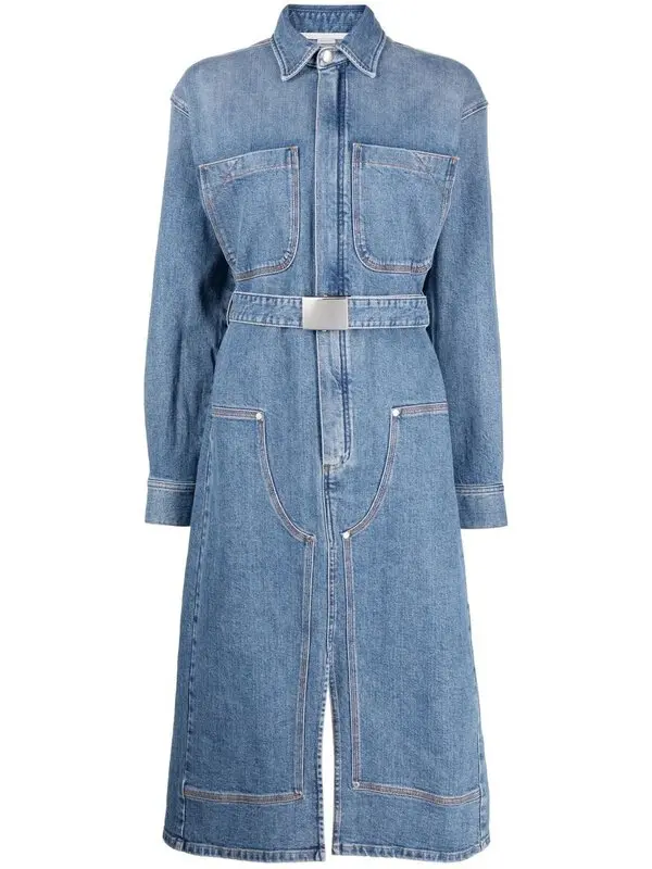 Stella McCartney Belted Denim Shirt Dress - Blue