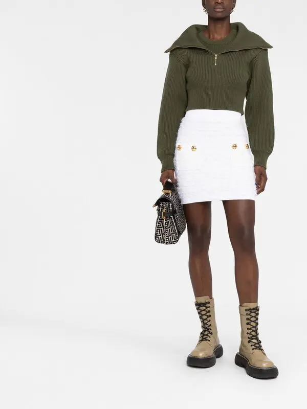 Balmain Fitted Tweed Mini Skirt