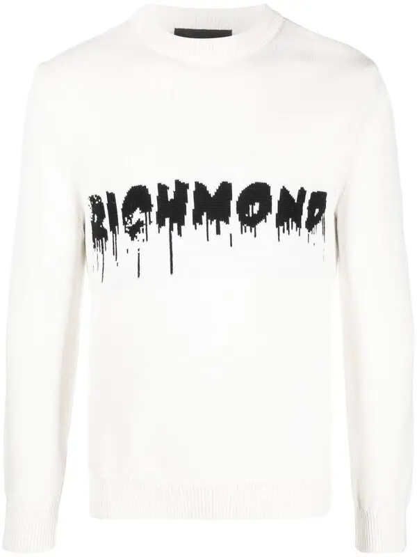 John Richmond Intarsia-knit Logo Jumper