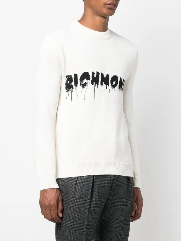 John Richmond Intarsia-knit Logo Jumper