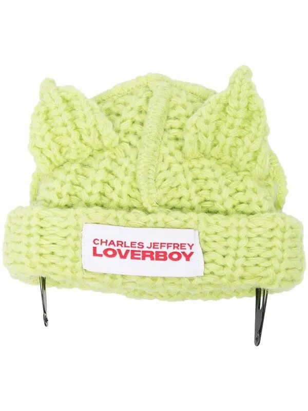 CHARLES JEFFREY Logo-patch Knitted Beanie - Green