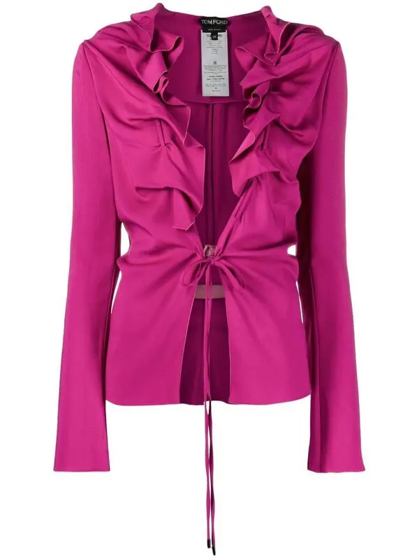 TOM FORD Tie-fastening Long-sleeve Top - Pink