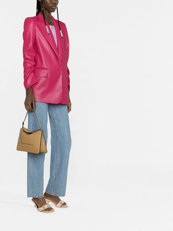 BLANCA VITA Faux-leather Single-breasted Blazer - Pink