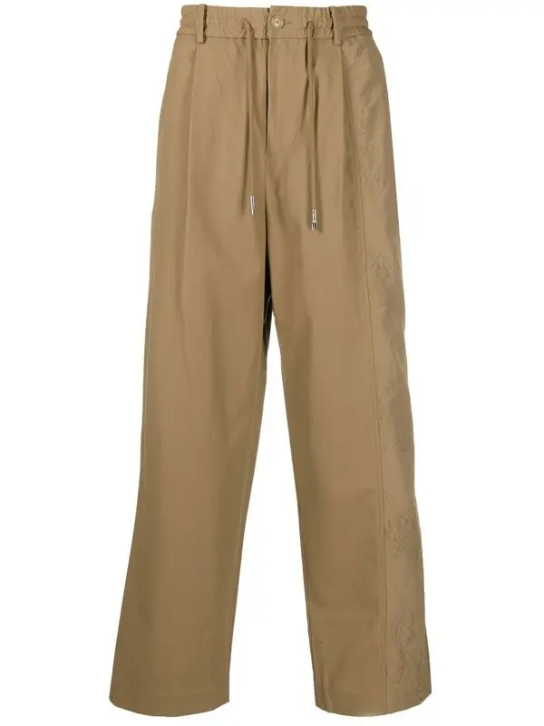 FENG CHEN WANG Embroidered-panel Drawstring Trousers