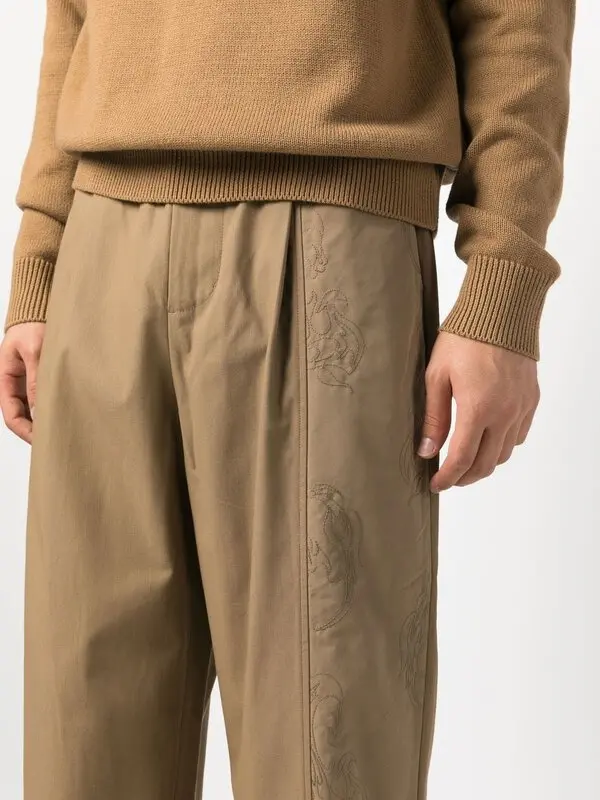 FENG CHEN WANG Embroidered-panel Drawstring Trousers