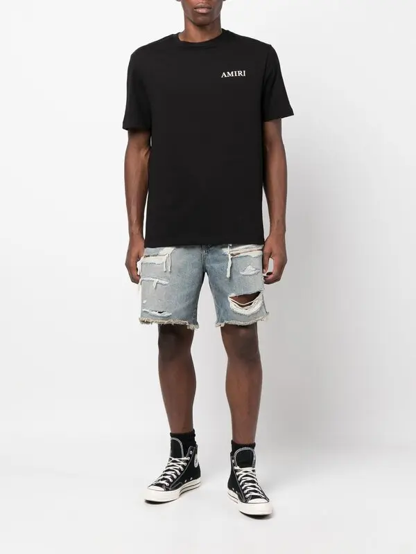 Amiri Distressed Knee-length Denim Shorts
