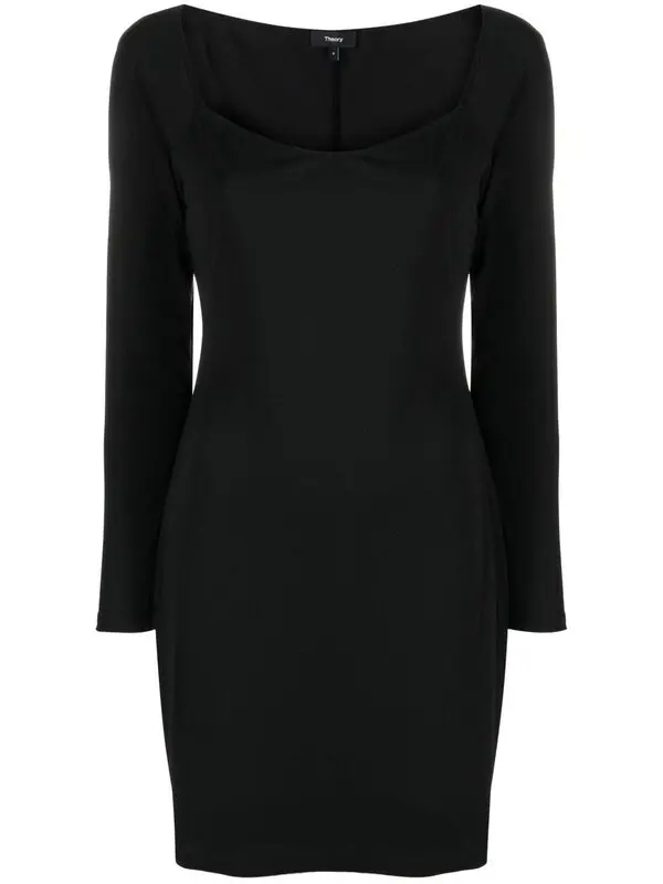 Theory Long-sleeved Sweetheart Neck Mini Dress