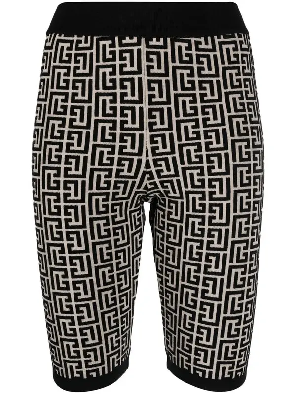 Balmain Monogram-print Knitted Shorts