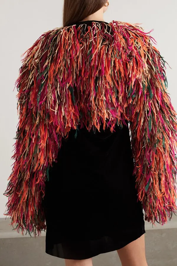 Emilio Pucci Fringed Raffia And Organza Jacket