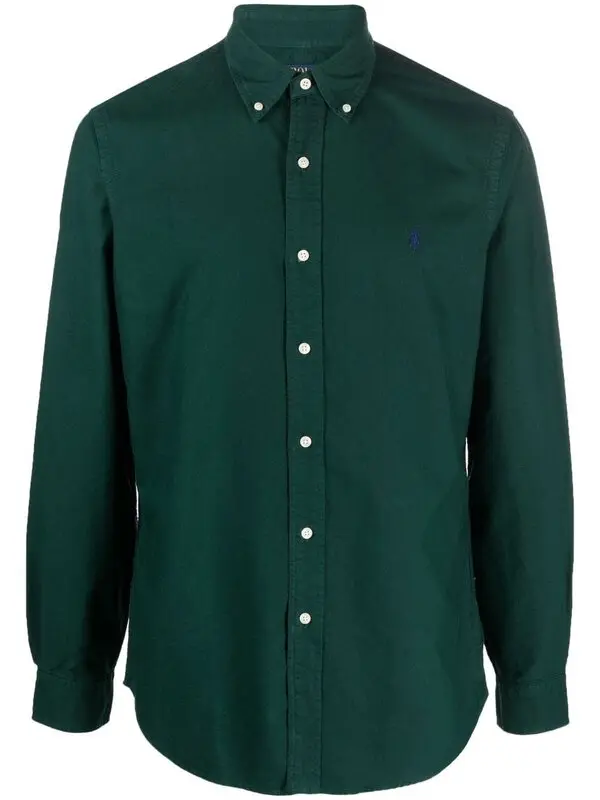 Polo Ralph Lauren Embroidered-logo Long-sleeve Shirt - Green