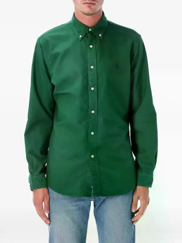 Polo Ralph Lauren Embroidered-logo Long-sleeve Shirt - Green